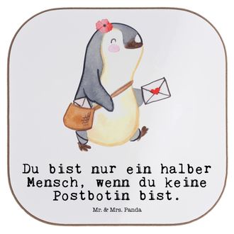 Mr. & Mrs. Panda Flaschenuntersetzer Postbotin Herz - Geschenk, Botschaft, Ausbildung, Briefzustellerin, Untersetzer f&uuml;r Gl&auml;ser, Korkuntersetzer