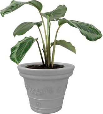 KLORIS Runder Blumentopf, rund, festgebunden, 40 Taupe, Polyethylen, Außendurchmesser 40 cm, Höhe und Tiefe 35 cm, inklusive Untersetzer