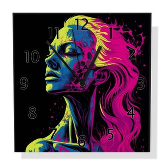 Wallario Design-Wanduhr Verwandlung in Pop-Art aus Glas, Motiv-Uhr Größe 30 x 30 cm, Schwarze Zeiger