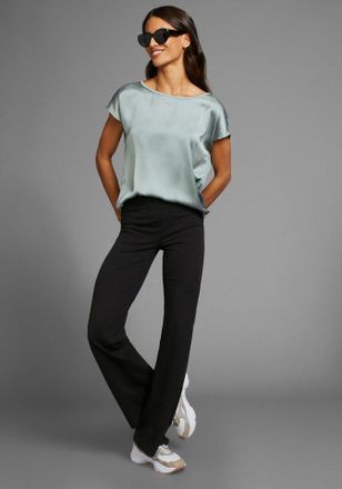 Laura Scott Shirtbluse mit Satin-Vorderteil und hochflexiblen Jersey-R&uuml;cken lockere Passfrom, zeitlos & gut zu kombinieren