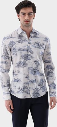 van Laack Flanellhemd mit Print und Kentkragen