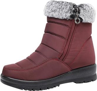 Generic Bottes de neige chaudes et d&eacute;contract&eacute;es pour femme - Couleur unie - Semelle &eacute;paisse - Fermeture &eacute;clair lat&eacute;rale antid&eacute;rapante - Doublure en polaire -