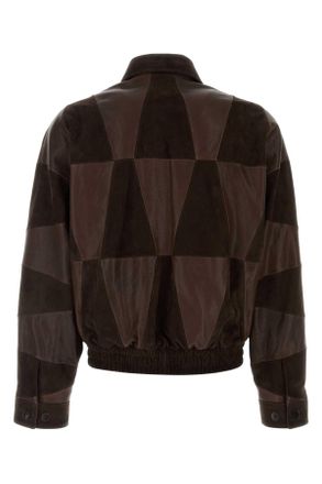 Versace Mens Brown Leather Jacket Burnt Camicie Shirt
