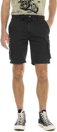 Von Dutch Bermuda Homme Coton, Short Homme Piston avec Poches, Noir Taille XXL