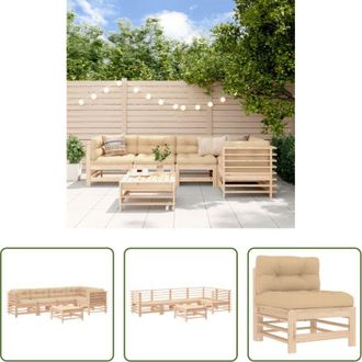 vidaXL Holzsofa - 6-tlg. Garten-Lounge-Set mit Kissen Massivholz