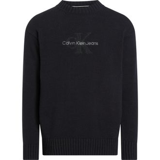 Calvin Klein Schwarzer Rundhalspullover CK Black BEH - - Knitwear - Herren - Schwarzk - L