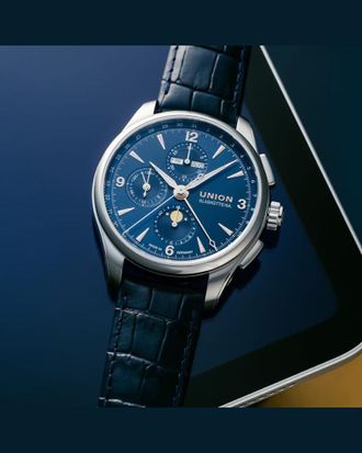 Union Glashütte/SA. Belisar Chronograph Blau Mondphase Herrenuhr D014.425.16.047.01