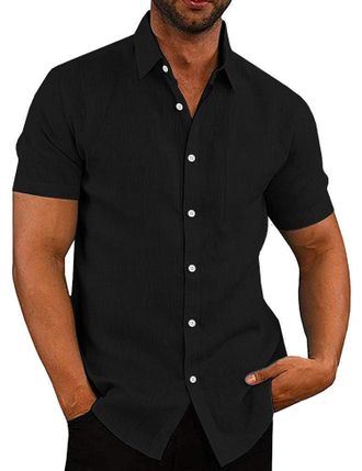 Coofandy Herren Casual Leinen Button Down Hemd Business Chambray Kleid Hemd - - XX-Large