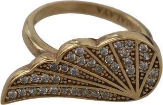 Nialaya Femme, Accessoires, Jaune, Taille: 51 MM Bague en Argent avec Aile dOr et CZ Transparent pour Femmes