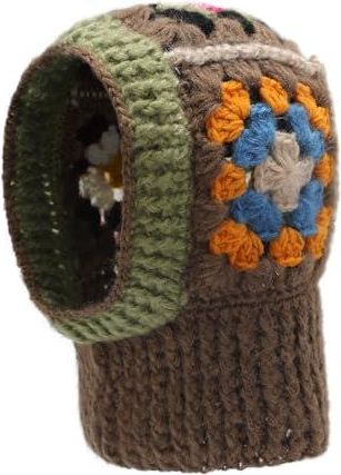 ZLYC Bonnet dhiver tricot&eacute; Coupe-Vent &agrave; Capuche pour Femme, Crochet Marron, Taille Unique