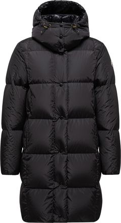 Moncler Moncler Doudoune Longue &Agrave; Matelassage Carr&eacute; &Agrave; Capuche Litte, Femme, Noir, Taille: 00