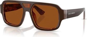 Dolce & Gabbana Homme, Accessoires, Brun, Taille: 55 MM Lunettes de soleil carr&eacute;es