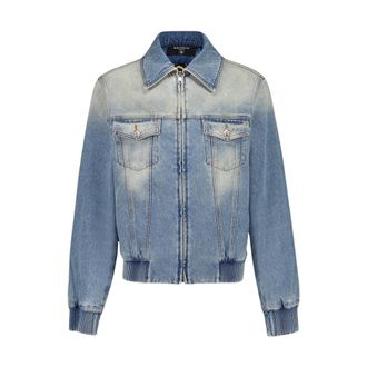 Balmain Cropped Jeansjacke mit Futter - - Jackets - Herren - Blau - M
