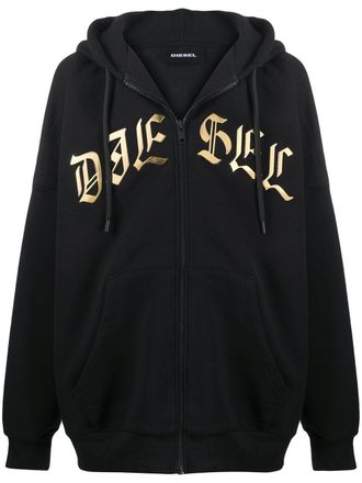 Diesel hoodie &agrave; logo m&eacute;tallis&eacute; - Noir