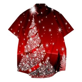 Generic Hauts imprim&eacute;s de No&euml;l pour hommes 2024 Chemise d&eacute;contract&eacute;e imprim&eacute;e &agrave; manches courtes pour homme, Rouge, 7XL