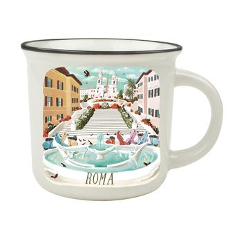 Legami Legami - Porzellan Tasse Cup-Puccino,Thema Roma, Tasse aus Porzellan New Bone China, Fr&uuml;hst&uuml;ckstasse, Weltst&auml;dte, Tasse Kaffee Tee, sp&uuml;lmaschinenfest,