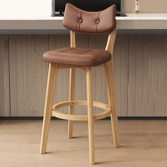 Generic Barhocker In Thekenhöhe, 71,1 cm, 2er-Set, Kunstleder, Mit Rückenlehne, Beine Aus Massivholz, Kücheninselstuhl, Natur(Natural C)