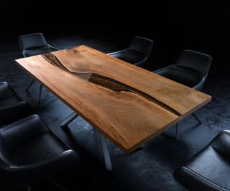 DELIFE Tischplatte Walnuss Natur 200 cm Epoxid braun Metallic Unikat Nr. 32335, Massivholzplatten