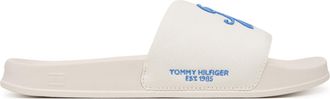 Tommy Hilfiger Pantoletten Tommy Hilfiger Logo Embroidery Canvas Pool Slides FM0FM05858 Wei&szlig;