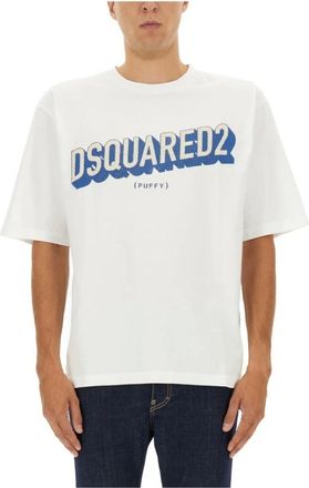 Dsquared2 Homme, Tops, Blanc, Taille: M T-Shirt Avec Logo