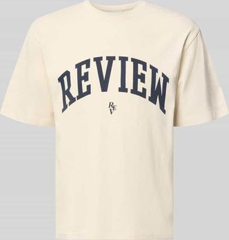 Review T-Shirt mit Label-Print und Rundhalsausschnitt