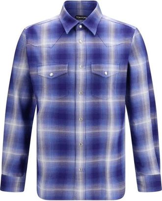 Tom Ford Homme, Chemises, Bleu, Taille: 2XL Chemise en coton &agrave; motifs