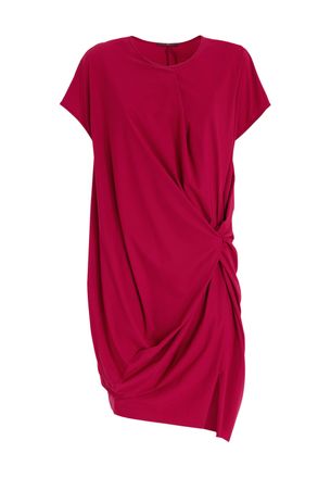 High High Kleid Delighful - Runder Ausschnitt. Kurze Fl&uuml;gel&auml;rmel. Seitliche Schleife rot