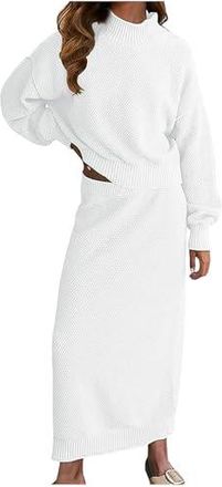 Generic 2025-2 Pi&egrave;ces Robe Sexy Femme Manche Longue- Robe Portefeuille Col Roul&eacute; Tricot Casual Ample Confortable Chic Et &Eacute;l&eacute;gants Couleur Unie Temp&eacute;rament Ens