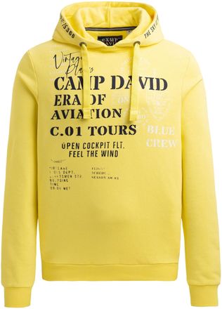Camp David Herren Hoodie mit Puffprint Yellow Sun, XXXL