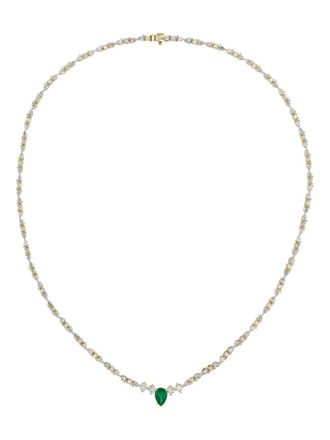 ROSEKEY 18kt Gelbgoldhalskette mit Smaragd und Diamant