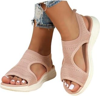 Generic Sandales orthopédiques pour femme avec soutien de la voûte plantaire - Chaussures dété à enfiler - Chaussures compensées à enfiler - Chaussures de pla