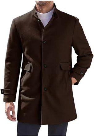 Generic Manteau Long Homme,Produit masculin Manteau dhiver &eacute;l&eacute;gant en laine longue veste mode confortable et chaud pour homme - Classique intemporel et raffin
