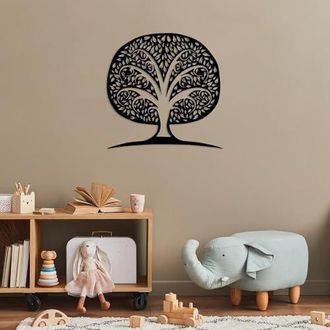 Hanah Home Stylish Black Decorative Metal Wall Accessory, 71 x 70 cm | 100% Metal (1.5 mm Thick) | Easy Wall Mounting | Perfect for Modern Home Decor