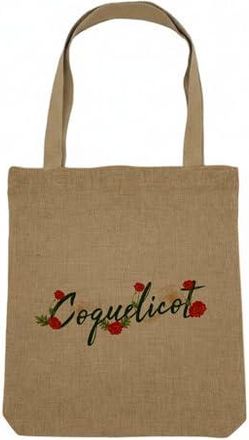 Fabulous Sac Shopping Tote Bag Aspect Lin - Coquelicot Fleurs Minimaliste Chic Jardin Amour - Sac de Courses Toile Epaisse 360g Beige Naturel Cabas Port&eacute; Epaul