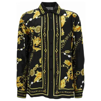 Versace Jeans Couture Barockmuster Langarmhemd Schwarz - - Shirts - Herren - Mehrfarbig - S