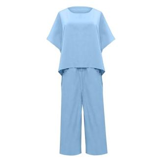 Generic Ensemble de v&ecirc;tements de d&eacute;tente pour femme en mousseline color&eacute;e d&eacute;t&eacute; d&eacute;contract&eacute; col rond imprim&eacute; deux costumes pour femmes 2 tenues d&eacute;t&eacute; tenue de v