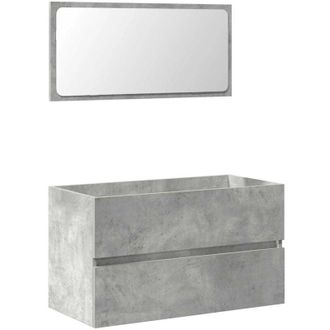 vidaXL Badschrank mit Spiegel Betongrau Holzwerkstoff Vidaxl