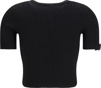 Courr&egrave;ges Courr&egrave;Ges Ribbed Viscose Crop Top - Black