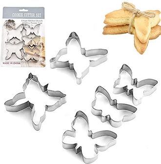 Generic Lot de 5 moules &agrave; biscuits en acier inoxydable en forme de papillon - Ustensile de cuisson pour f&ecirc;te danniversaire
