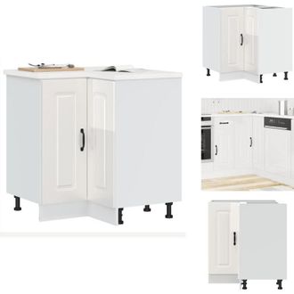 vidaXL K&uuml;chen-Eckunterschrank Kalmar Hochglanz-Wei&szlig; Holzwerkstoff - K&uuml;cheneckunterschrank - K&uuml;cheneckunterschr&auml;nke - Eckunterschrank - K&uuml;chen-Eckunterschrank
