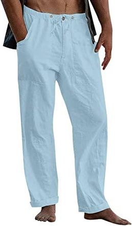 Generic Pantalon de loisirs pour homme - Pantalon de jogging baggy pour homme - Couleur unie - Jambe droite - Tendance - Confortable - Pantalon dext&eacute;rieur &eacute;l&eacute;