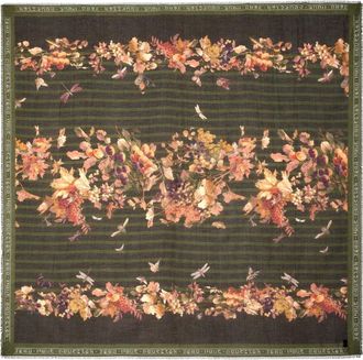 Jean Paul Gaultier floral striped scarf - Gr&uuml;n