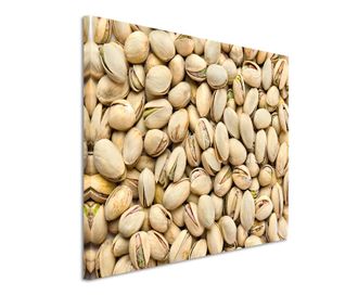 Paul Sinus Art Fotoleinwand 90x60cm Food-Fotografie - Geröstete Pistazien auf Leinwand exklusives Wandbild moderne Fotografie für ihre Wand in vielen Größen