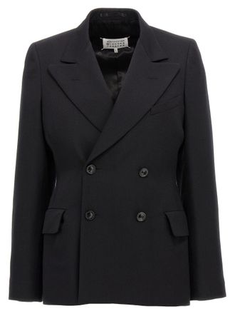 Maison Margiela Double-Breasted Wool Blazer - Black