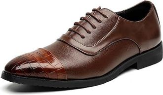 Generic Chaussures habillées for Hommes, à Lacets, Bout Pointu, en Cuir PU, Patchwork, Oxford, Talon carré, Semelle en Caoutchouc, antidérapantes, for Bal de 