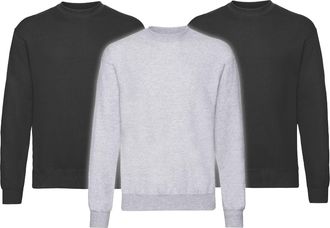 Fruit Of The Loom Herren Sweatshirt (3er Pack), Gr&ouml;&szlig;e:3XL, Farbe:2X schwarz.1x Graumeliert