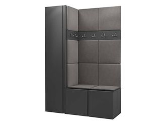 Mirjan24 Garderoben-Set Monati IX, Kleiderschrank, Schuhschrank mit 6 F&auml;cher, 2X Kleiderhakenbrett, Gepolstertes Paneel/Wandpaneel, 8 Doppelhaken, Flurgarderob