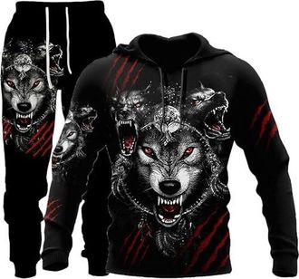 Generic Pull &agrave; capuche pour homme New Wolf imprim&eacute; en 3D, 5, M