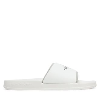 Calvin Klein Jeans Pantoletten Calvin Klein Jeans Slide Rubber Neoprene Monologo YM0YM00361 Wei&szlig;