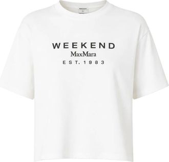 Max Mara Femme, Tops, Blanc, Taille: 36 FR T-shirt Imprim&eacute; en Jersey de Coton